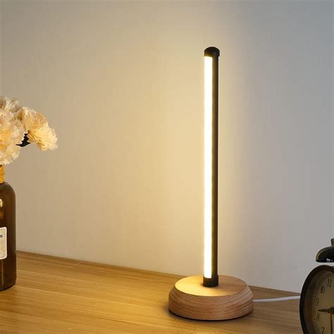 Anlaibo Modern Led Wood Table Lamp 3 Color Temperature Bedside Lamp