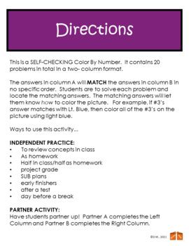 Dividing Unit Fractions By Whole Color By Number Activity Self Checking FUN