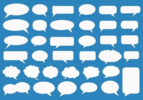 Free Vector Collection Of White Speech Bubbles On Blue Background Blank Empty Speech Bubble