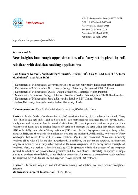 Pdf New Insights Into Rough Approximations Of A Fuzzy Set Inspired By Soft Relations With