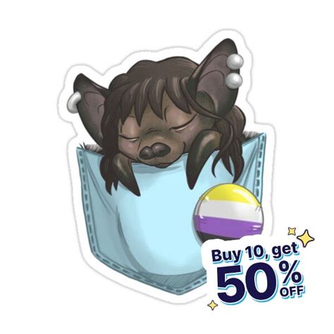 Non Binary Pin Pocket Bat Eddie Sticker For Sale By Maikaartwork