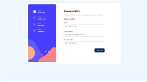 Frontend Mentor Multi Level Form With React And Redux Coding