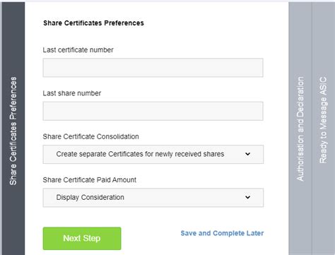 Share Certificates Preferences On Asic Share Forms Nowinfinity