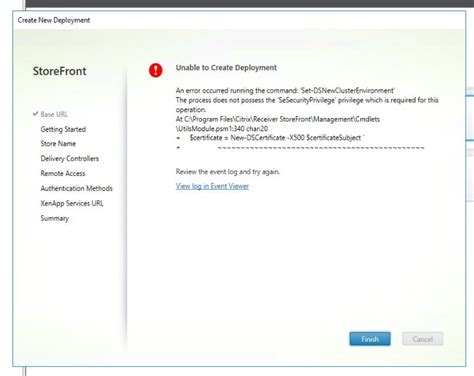 Unable To Create Deployment In Storefront Storefront Citrix Community