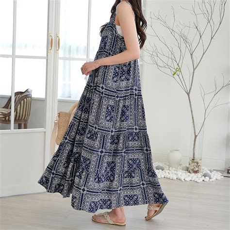 한여름까지 페이즐리 뷔스티에 맥시 롱 원피스 퍼디 에이블리