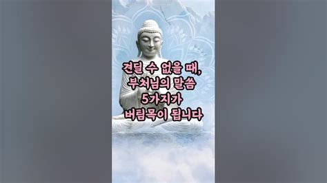 견딜 수 없을 때 부처님의 말씀 5가지가 버팀목이 됩니다 부처님말씀 불교명언 Youtube