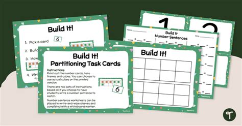 Build It Partitioning Task Cards Teach Starter