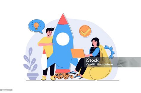 만화 사람들 디자인을 가진 사업 시작 웹 개념 남자와 여자는 새로운 사업을 시작하고 돈을 투자하고 함께 성공 프로젝트를 개발합니다 흰색 배경에 고립 된 평면 벡터 그림입니다