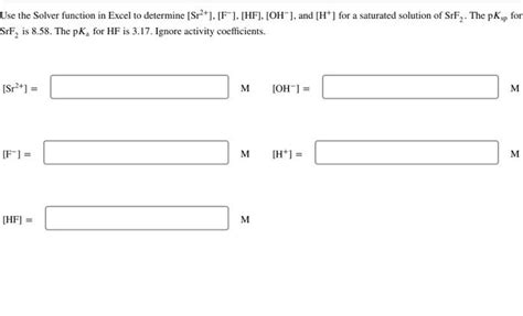solved use the solver function in excel to determine [sr ]