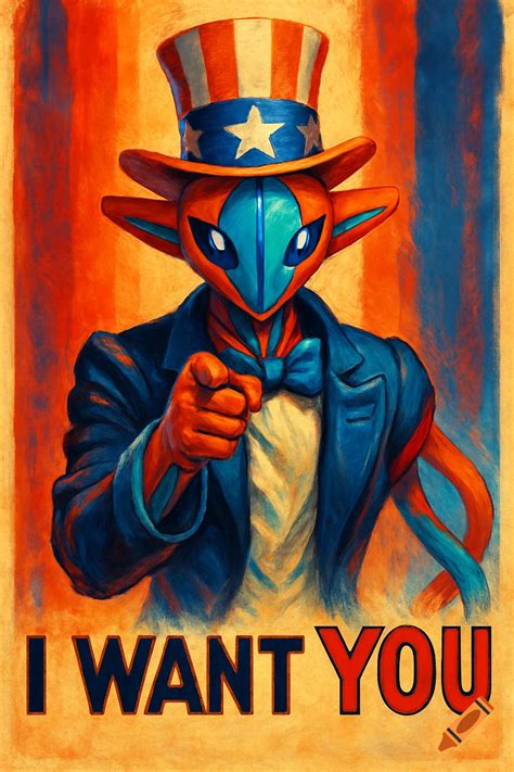 Deoxys In An Uncle Sam Hat And Suit Points At The Viewer On A