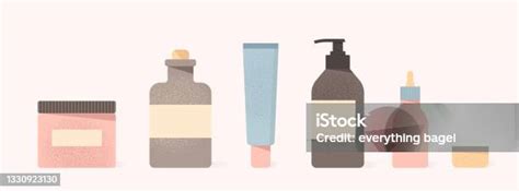화장품 포장 용기 병 세트 피부와 바디 케어 제품의 컬렉션 천연 유기농 크림 로션 오일 스킨케어용 스크럽 0명에 대한 스톡 벡터 아트 및 기타 이미지 Istock