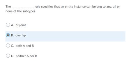 solved the rule specifies that an entity instance can belong