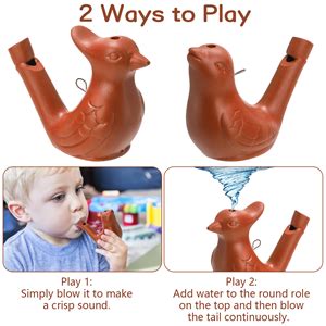 Lawei 12pcs Bird Water Whistles Purple Clay Pottery