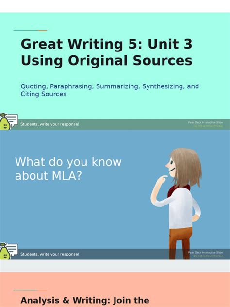 Quoting Paraphrasing Summarizing Synthesizing And Citing Sources