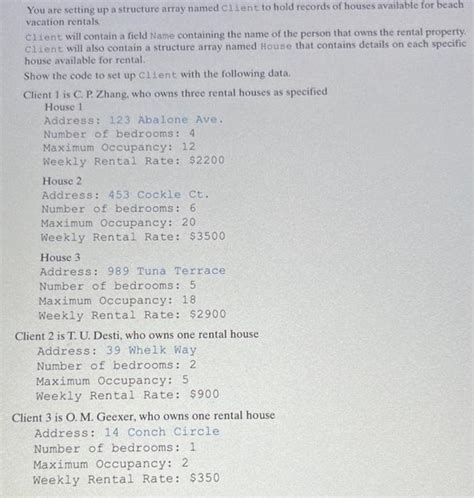 Solved You Are Setting Up A Structure Array Named Client To Chegg