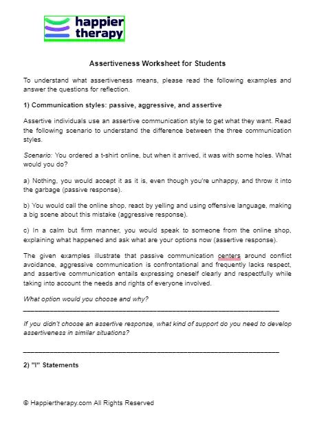 Assertive Interactive Worksheet Live Worksheets Worksheets Library