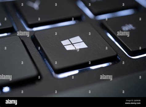 Closeup Of The Windows Key On An Illuminated Keyboard Stock Photo Alamy