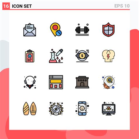 Set Of 16 Modern Ui Icons Symbols Signs For Clipboard Firewall Medical
