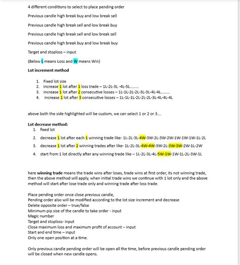 Previous Candle High Low Break With Lot Size Management An Order To Develop The Technical