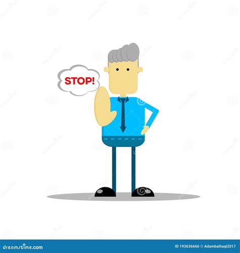 Cartoon Character Illustration Of A Businessman With An Expression Giving A Stop Command