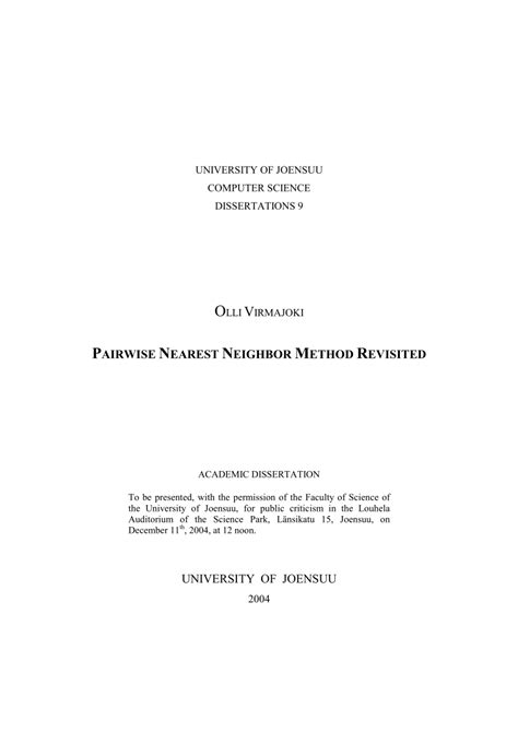 Pdf Pairwise Nearest Neighbor Method Revisited