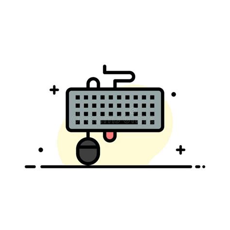 Device Interface Keyboard Mouse Obsolete Business Flat Line Filled Icon Vector Banner