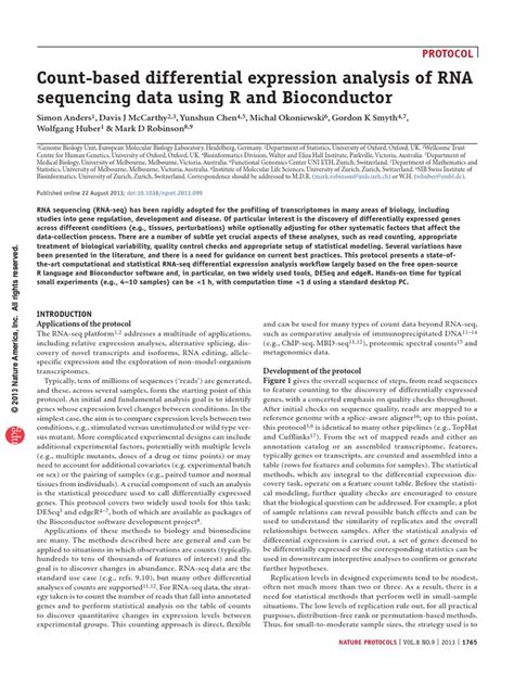 count based differential expression analysis of rna sequencing data