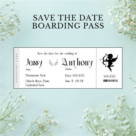 Boarding Pass Save The Date Template Affordable Destination Wedding