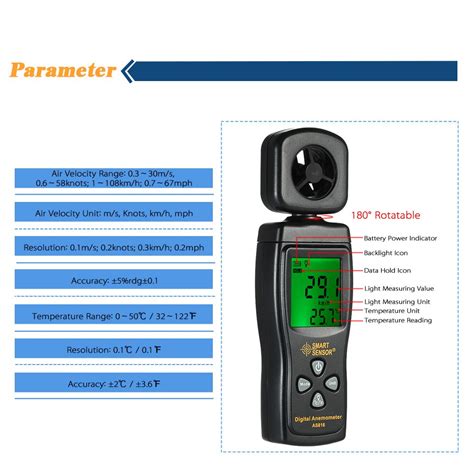 Smart Sensor Mini Anemometer Lcd Digital Wind Spee Grandado