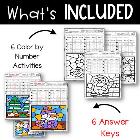 Winter Adding And Subtracting Fractions With Unlike Denominator Color By Number Made By Teachers