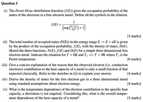 solved question 3 the fermi dirac distribution function f e gives