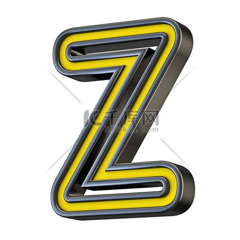 黄色黑色轮廓字体 Letter Z 3D高清摄影大图 千库网