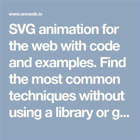 SVG Animation For The Web With Code And Examples Find The Most Common Techniques Without Using