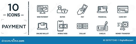 Payment Linear Icon Set Includes Thin Line Web Payment Pay Card Key