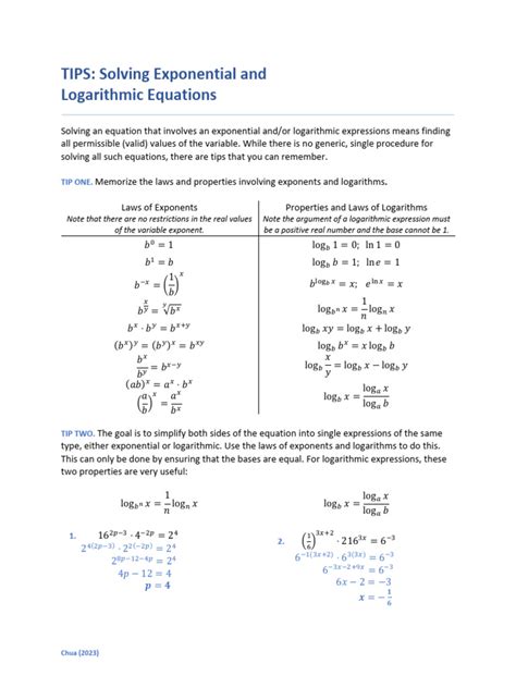 Tips Exponential And Logarithmic Equations With Solutions Pdf Logarithm Exponentiation Tips Exponential And Logarithmic Equations With Solutions Pdf Logarithm Exponentiation