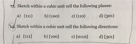 solved sketch within a cubic unit cell the following planes