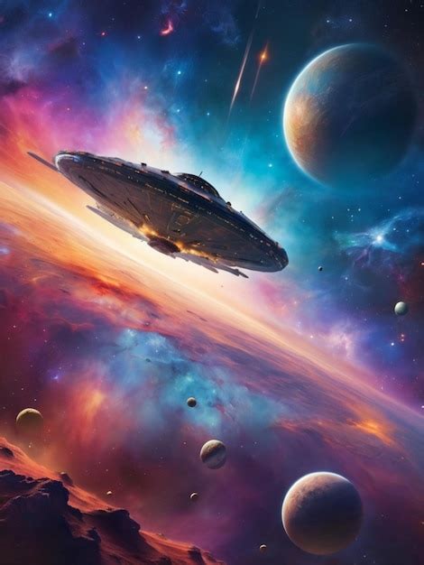 Premium Photo Colorful Spaceship Background