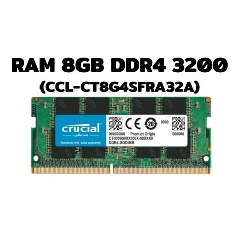 Crucial 8gb Ddr4 3200 So Dimm Cl22 สำหรับ Notebook Ccl Ct8g4sfra32a