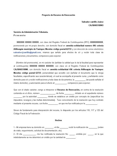 Modelo De Recurso De Revocacion Pdf Justicia Crimen Y Violencia