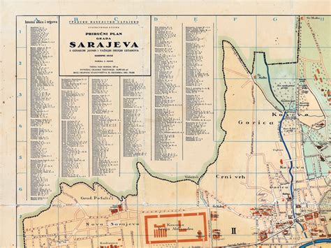 Vintage Map Of Sarajevo The Capital Of Bosnia And Herzegovina Etsy