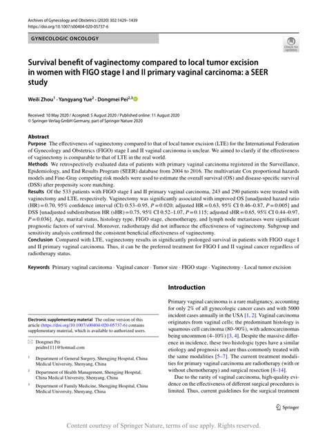 Survival Benefit Of Vaginectomy Compared To Local Tumor Excision In