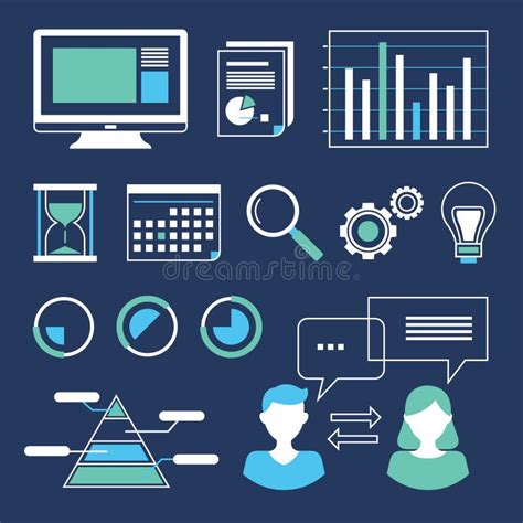 Web Data Analysis Summary Vector Illustration Set Collection Stock