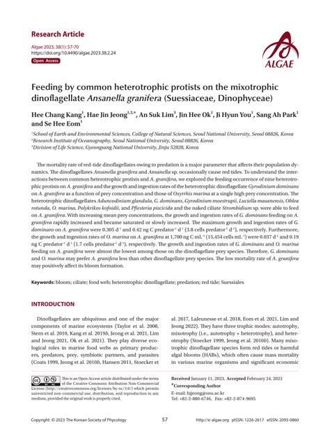 Pdf Feeding By Common Heterotrophic Protists On The Mixotrophic Dinoflagellate Ansanella