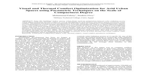 Visual And Thermal Comfort Optimization For Arid Urban Spaces Using