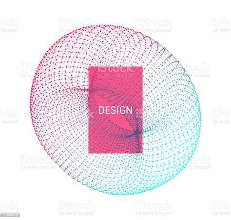 Torus Object With Lines And Dots Wireframe Illustration Abstract 3d