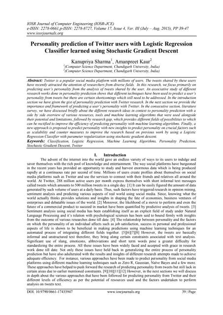 Personality Prediction With Social Media Using Machine Learning Pdf Social Networking Internet