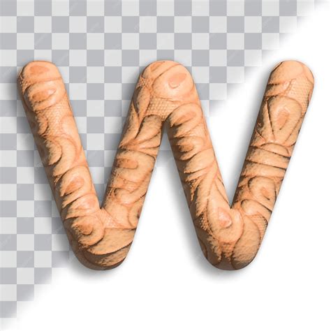 Premium Psd 3d Small Letter W Made Of Calfskin Leather Mariposa Emboss