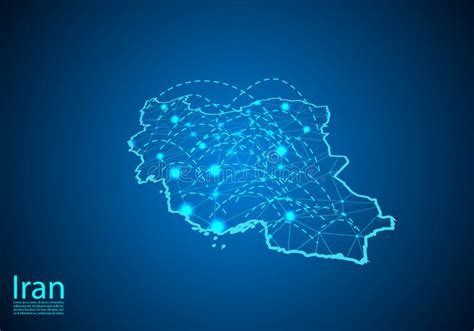 iran map with nodes linked by lines concept of global communication