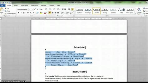 using tab stops youtube