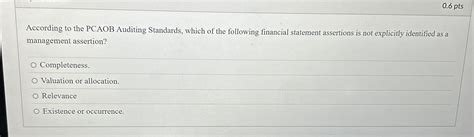 Solved According To The Pcaob Auditing Standards Which Of